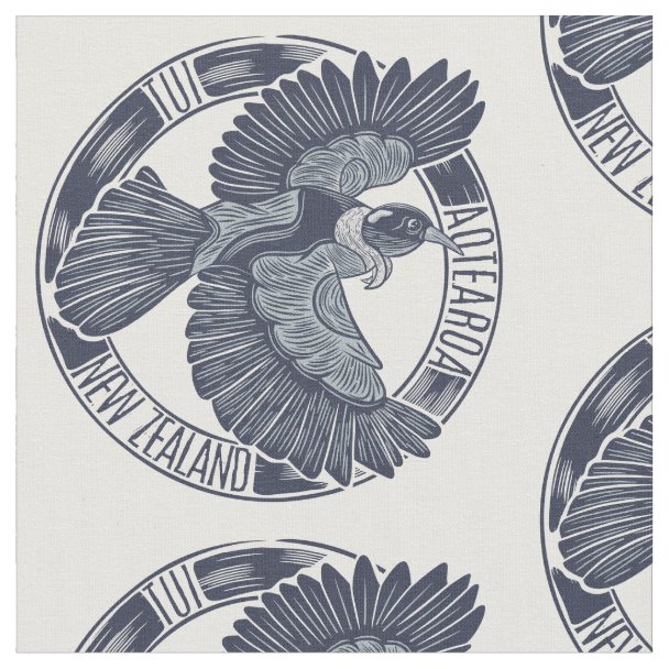 Tui New Zealand native bird Fabric | Zazzle