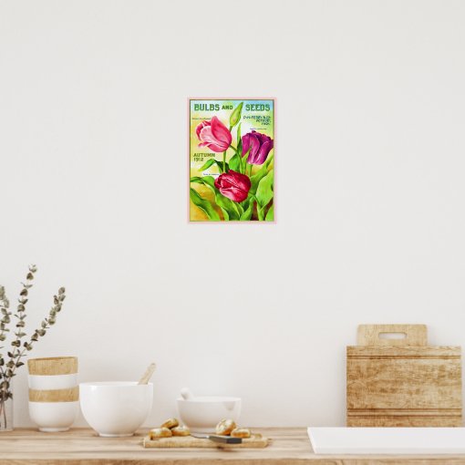 Tulip Bulbs Catalog Illustration Poster | Zazzle
