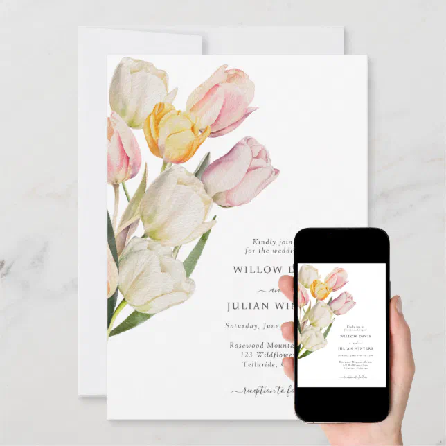 Tulip Elegant Wedding Invitation | Zazzle