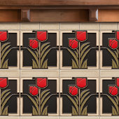 Tulip Love Abstract Red Flowers Mid-Century Decor Ceramic Tile | Zazzle