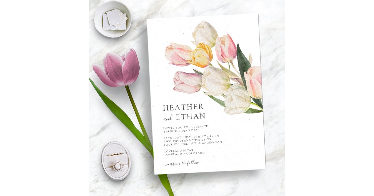 Tulip Modern Wedding Invitation | Zazzle
