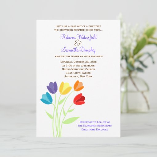Tulip Multi-color Rainbow Wedding Invitation | Zazzle