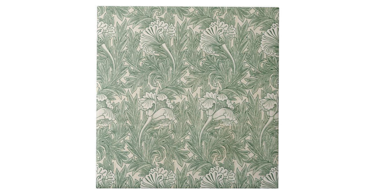 Tulip Pattern (by William Morris) Ceramic Tile | Zazzle