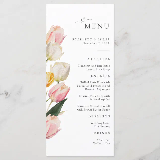 Tulip Wedding Menu | Zazzle