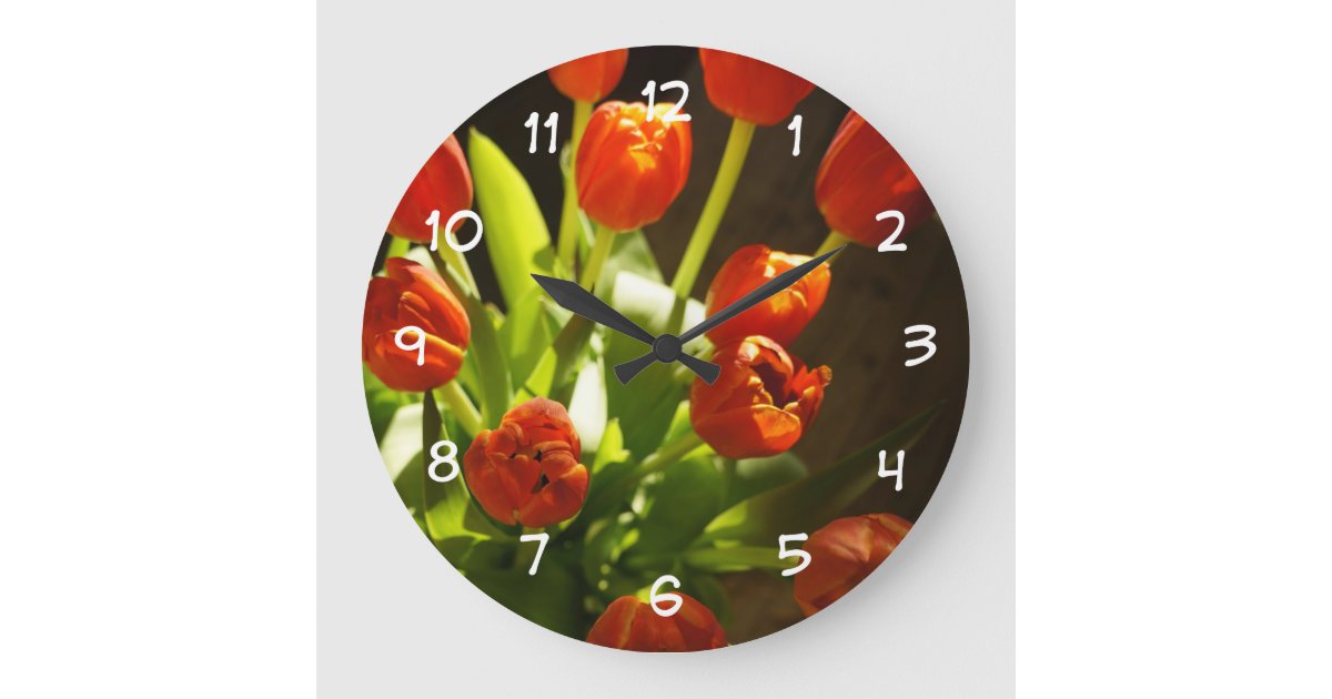 Tulips Floral Wall Clock | Zazzle