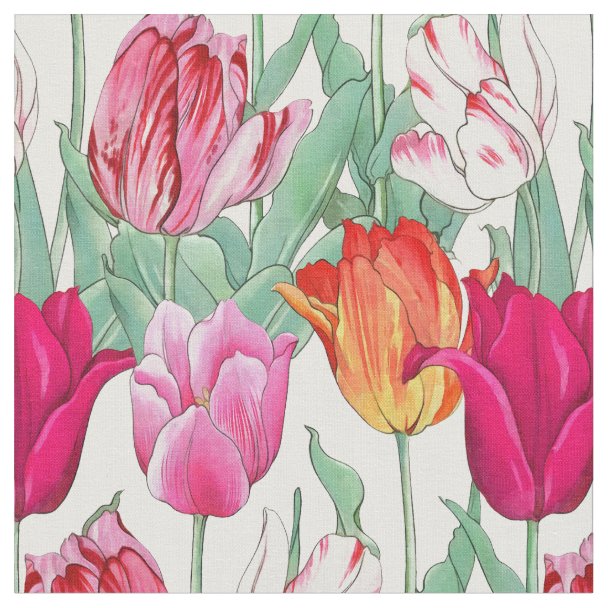 Tulips Garden Fabric | Zazzle