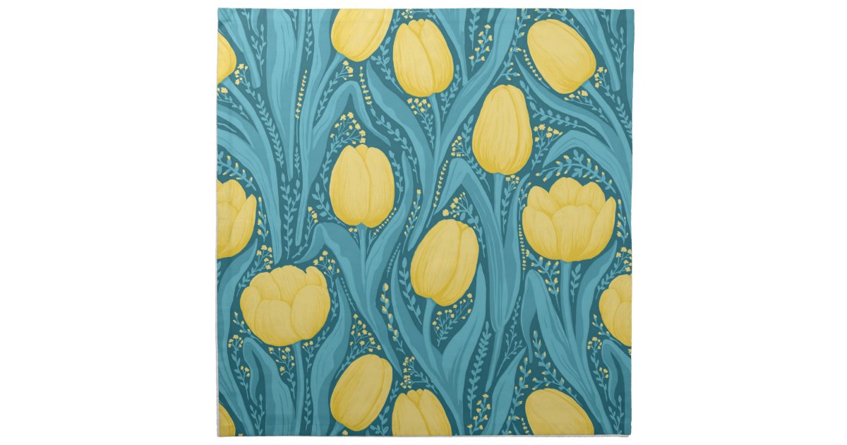 Tulips in blue and yellow cloth napkin | Zazzle