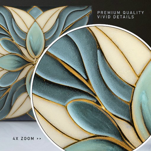 Tulips on Muted Blue Art Nouveau White Ceramic Tile | Zazzle