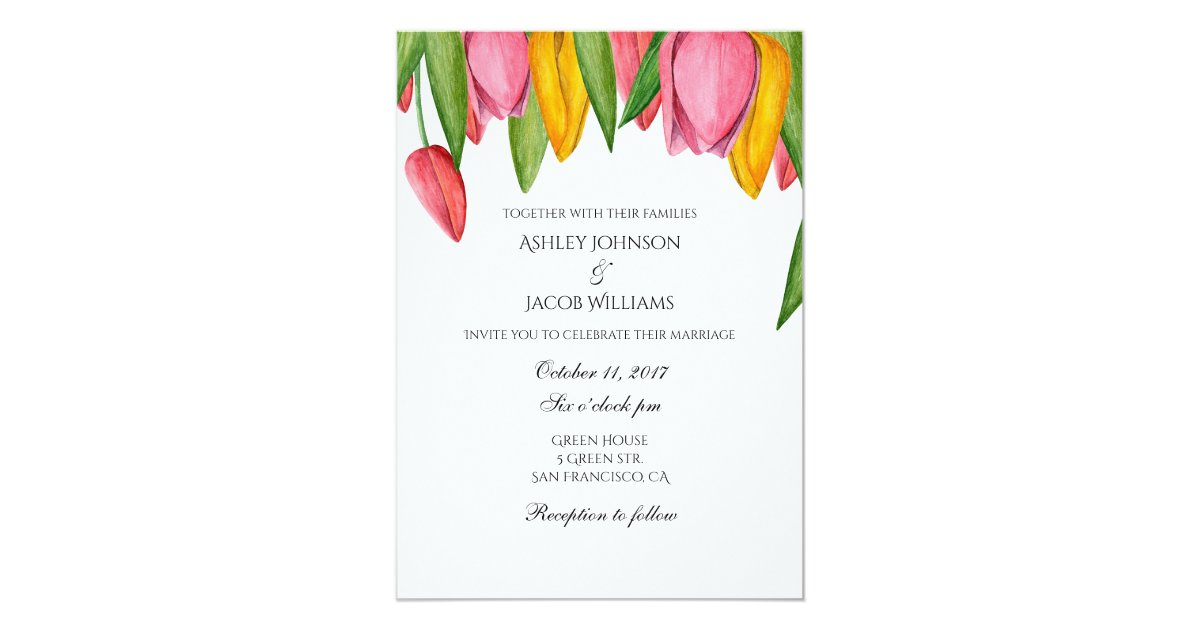 Tulips wedding invitation. Floral spring invites | Zazzle.com