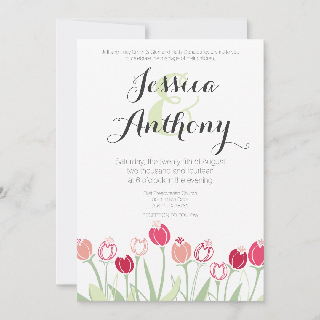 Tulips Wedding Invitation | Red Colors | Zazzle
