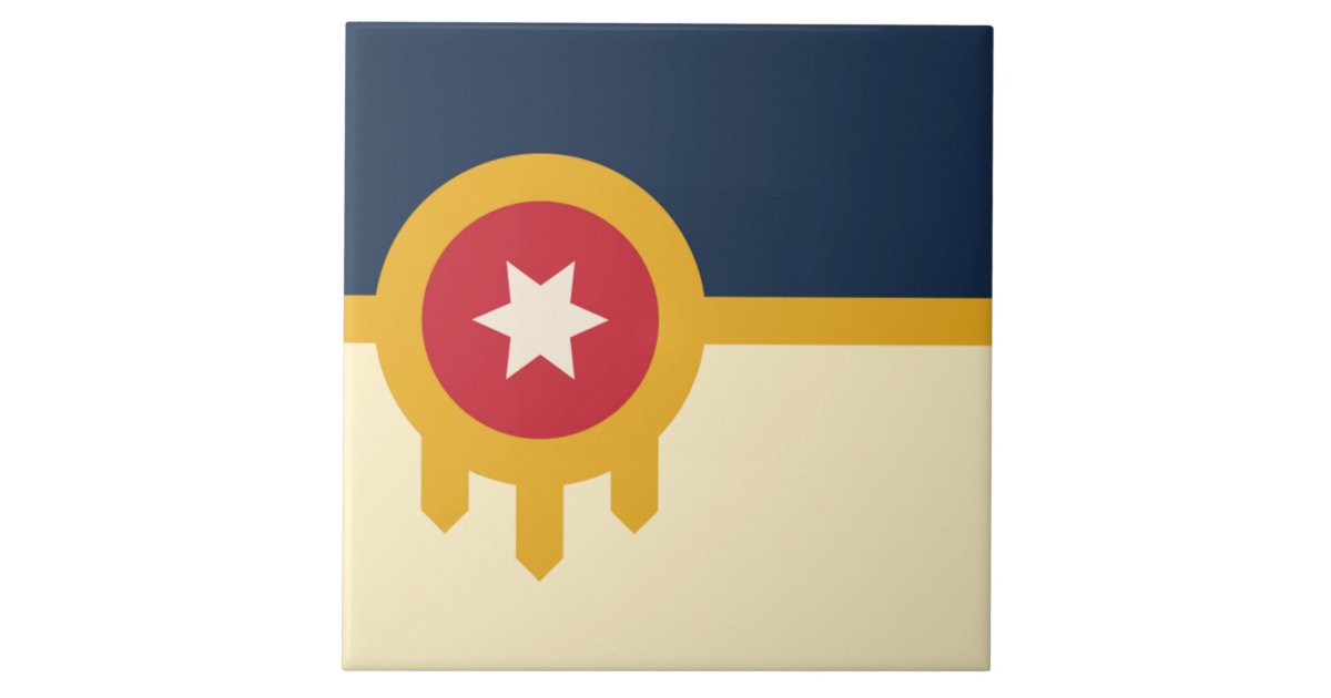 Tulsa city flag ceramic tile | Zazzle