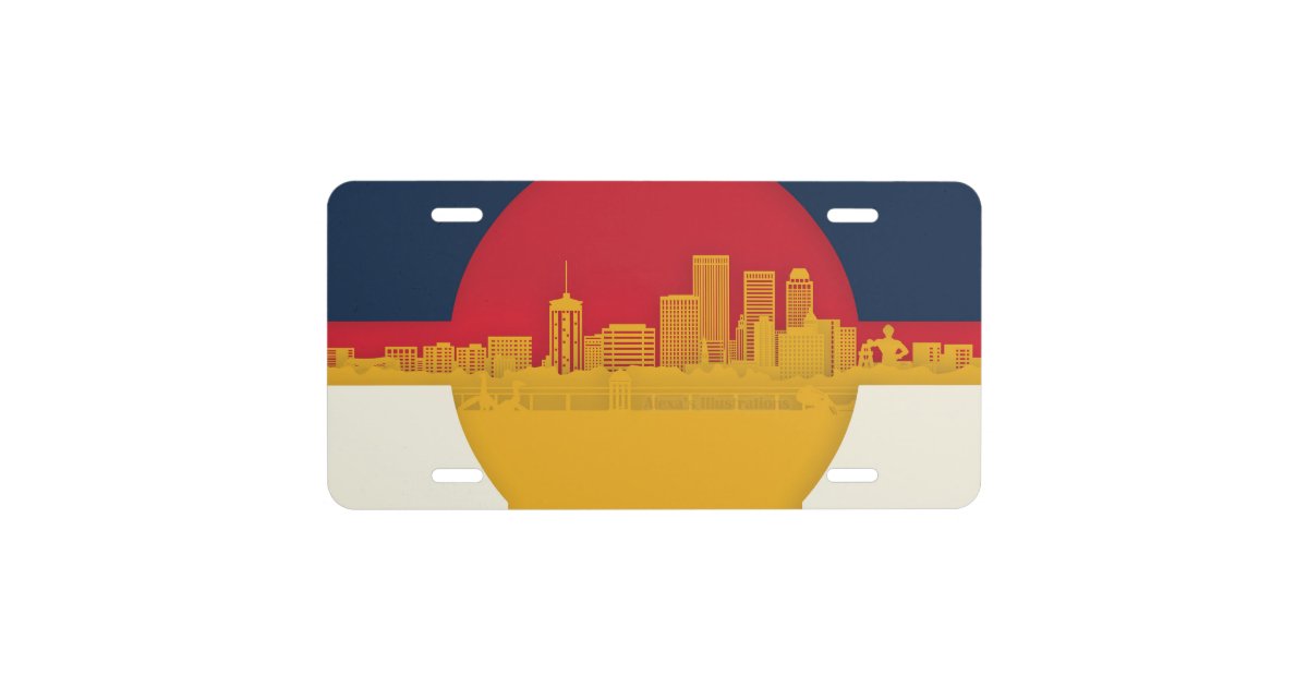 Tulsa Flag Skyline by Alexa's Illustrations License Plate | Zazzle
