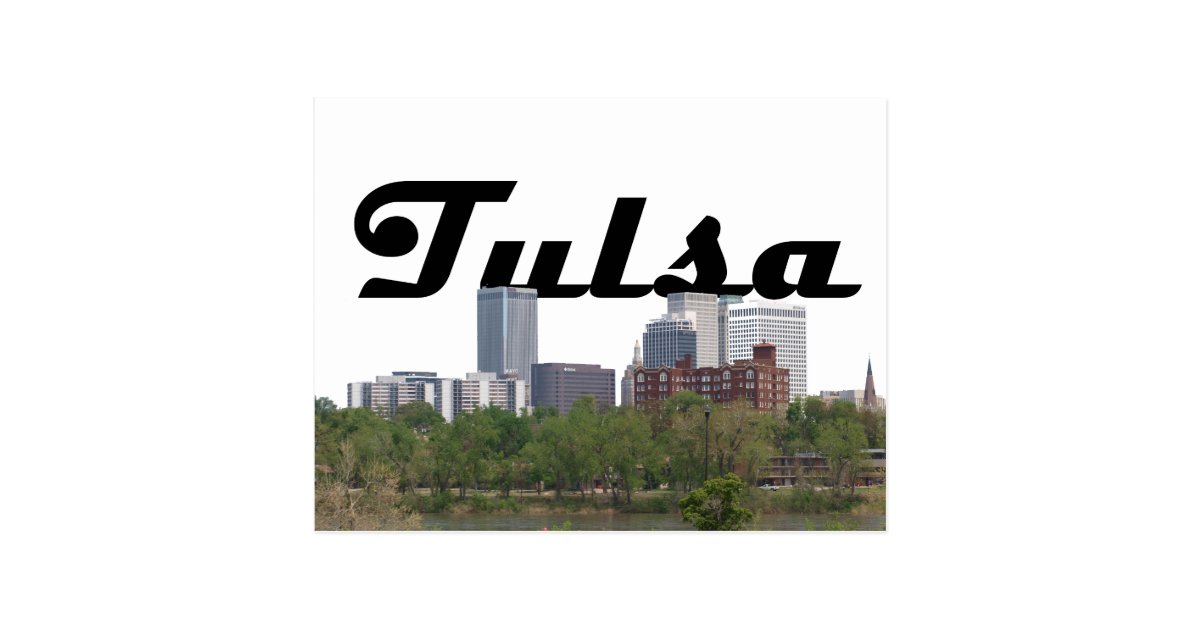Tulsa OK Skyline with Tulsa in the Sky Postcard | Zazzle.com