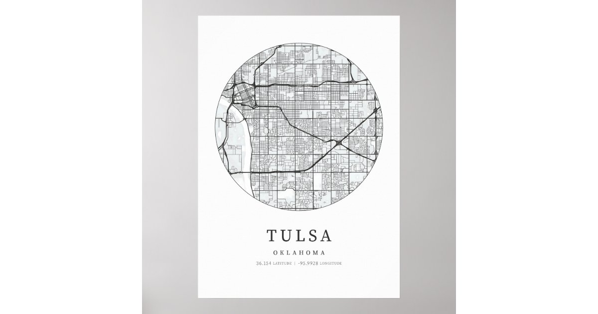Tulsa Oklahoma City Map Poster | Zazzle