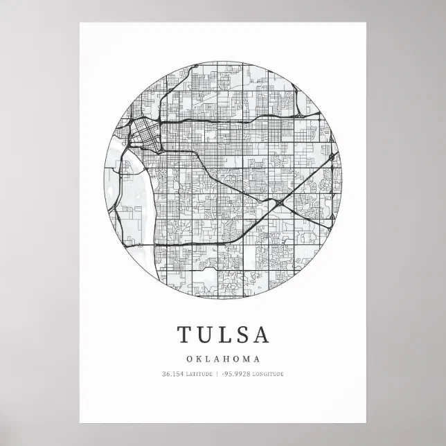 Tulsa Oklahoma City Map Poster | Zazzle