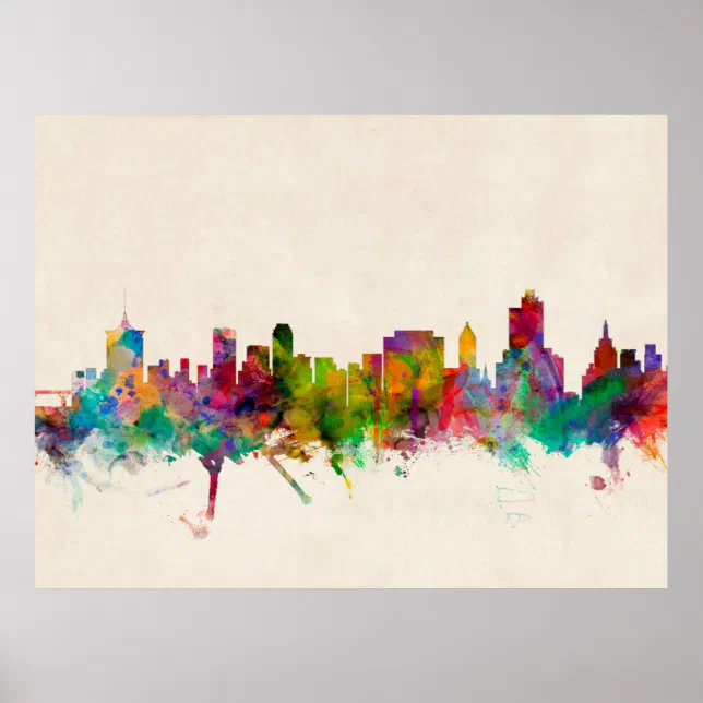 Tulsa Oklahoma Skyline Cityscape Poster | Zazzle
