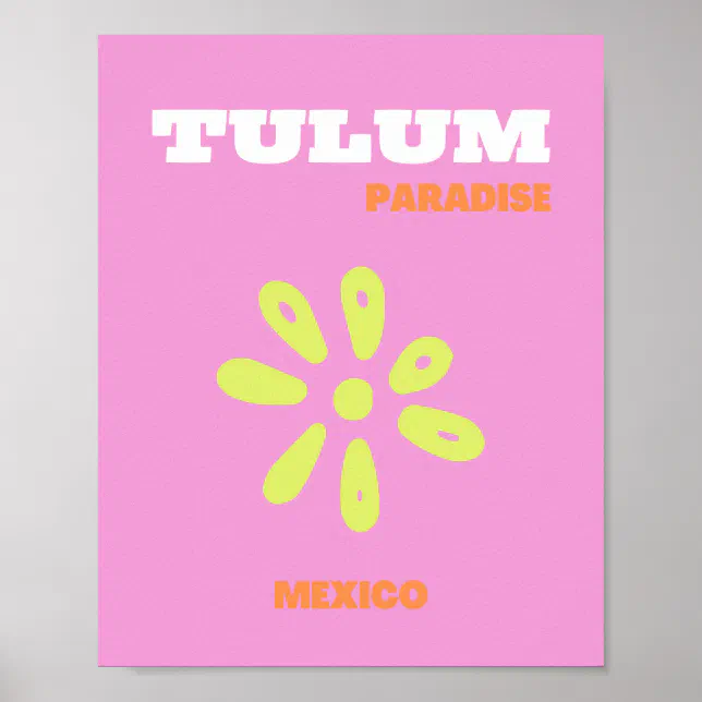 Tulum, Mexico, Preppy, Pink Poster | Zazzle