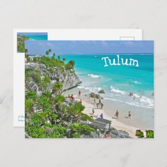 TULUM (Mexico) RUINS ABOVE BEACH AND CARIBBEAN Postcard | Zazzle