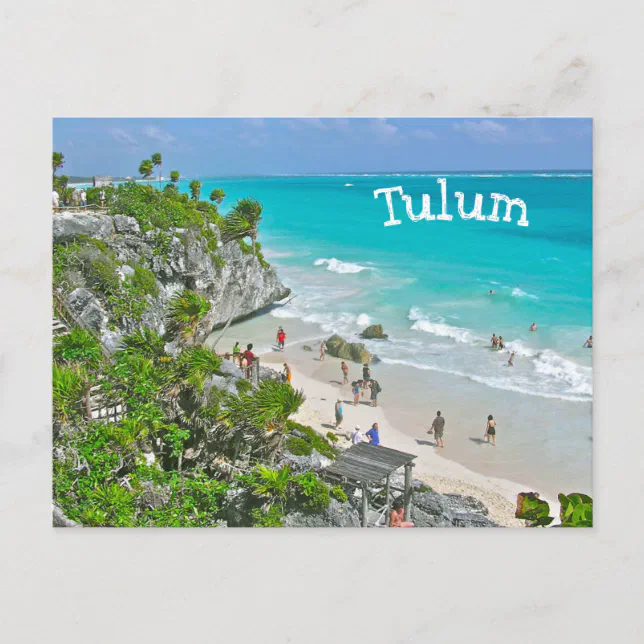TULUM (Mexico) RUINS ABOVE BEACH AND CARIBBEAN Postcard | Zazzle