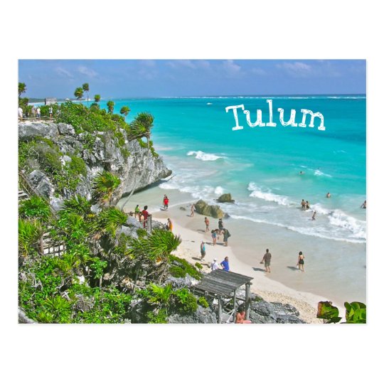 TULUM (Mexico) RUINS ABOVE BEACH AND CARIBBEAN Postcard | Zazzle.com