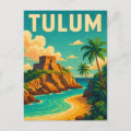 Tulum Mexico Vintage Travel Art Postcard | Zazzle