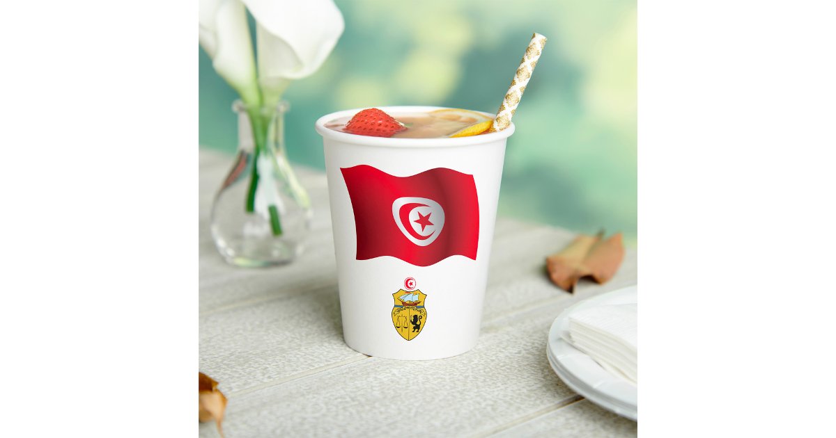 Tunisia Flag and Coat of Arms Patriotic Tunisian Paper Cups | Zazzle