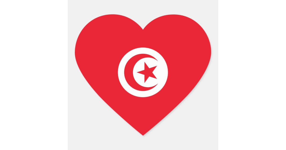 Tunisia/Tunisian Heart Flag Heart Sticker | Zazzle