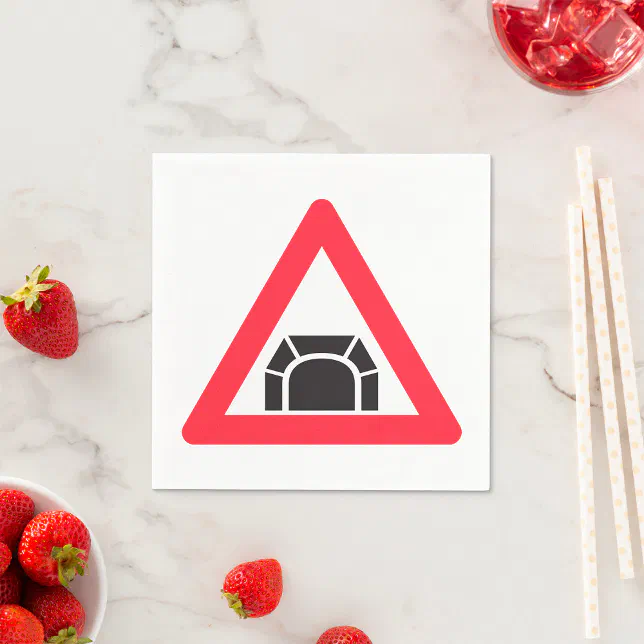 Tunnel Warning Road Sign Traffic Symbol Napkins | Zazzle