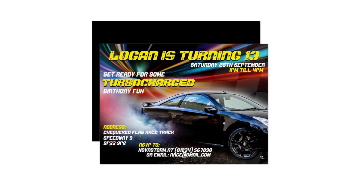 Turbocharge Street Racing Party invitations | Zazzle.com