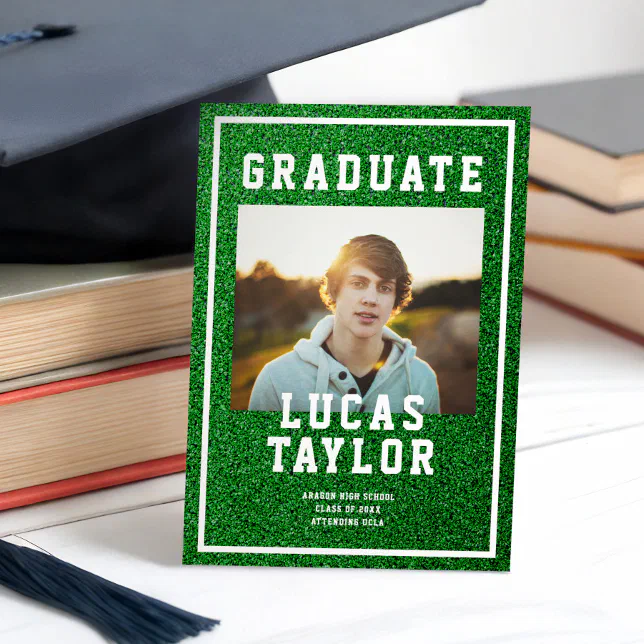 Turf Sports Photo Grad Graduation Announcement | Zazzle