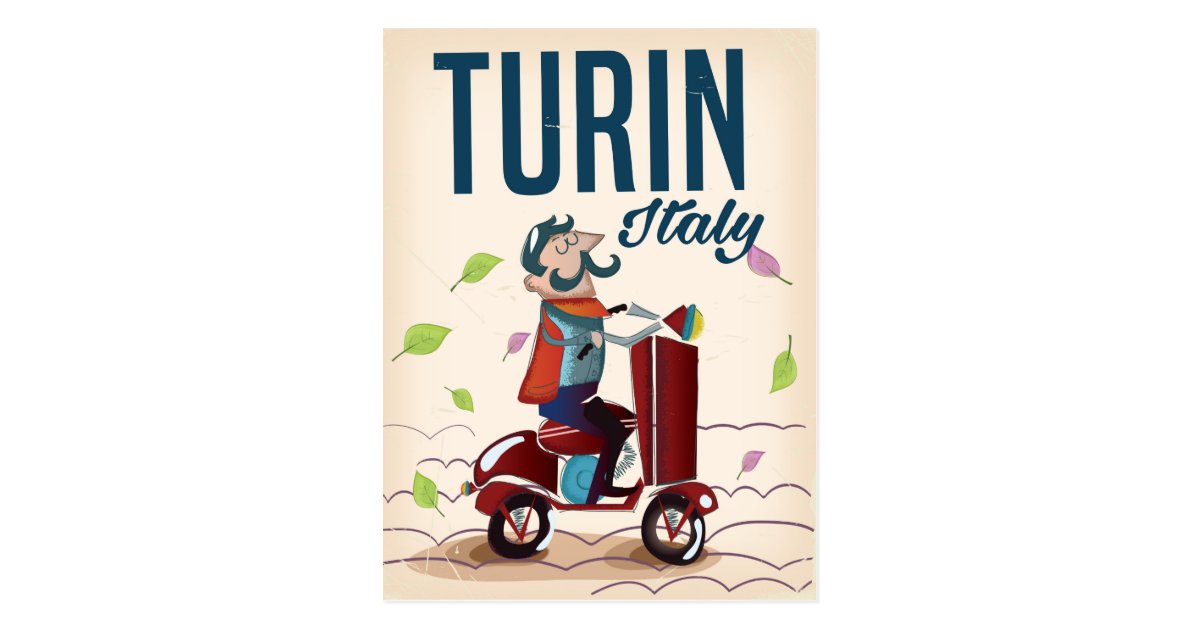 Turin Italy vintage cartoon travel poster Postcard | Zazzle.com
