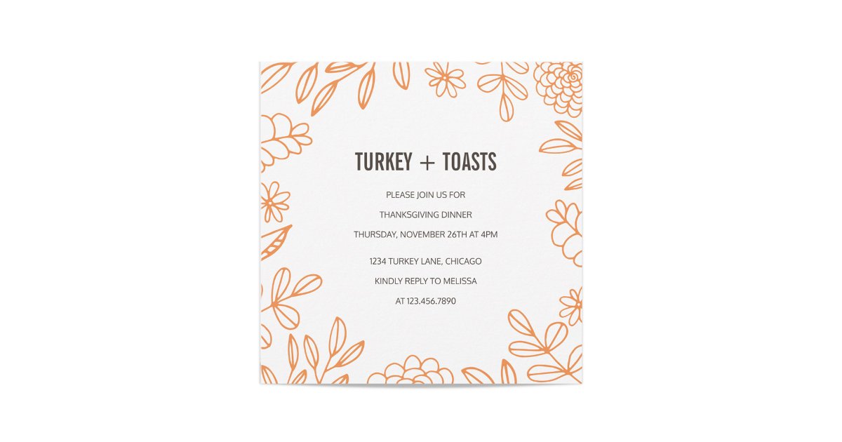 Turkey and Toasts Invitation | Zazzle