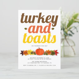 Turkey and Toasts modern typography Friendsgiving Invitation | Zazzle