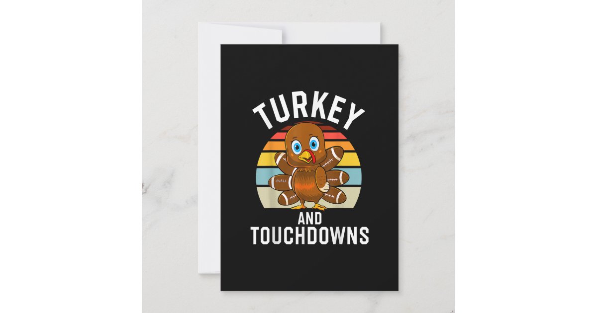 Turkey and Touchdowns Thanksgiving Football Men Wo Invitation | Zazzle