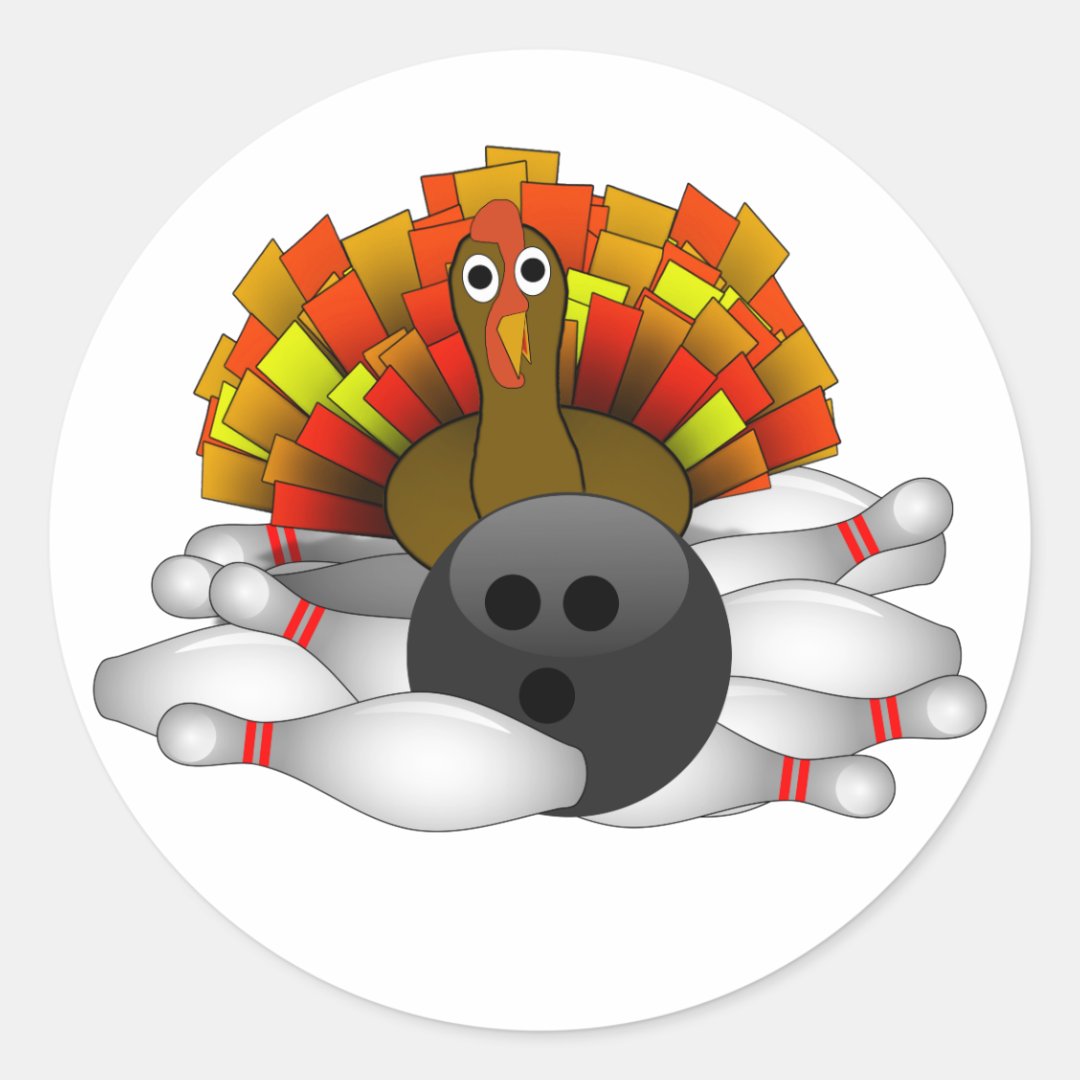 Turkey - Bowling Strike Classic Round Sticker | Zazzle