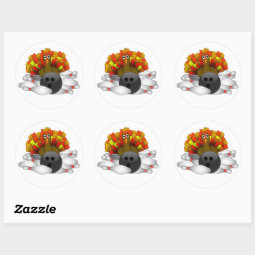 Turkey - Bowling Strike Classic Round Sticker | Zazzle