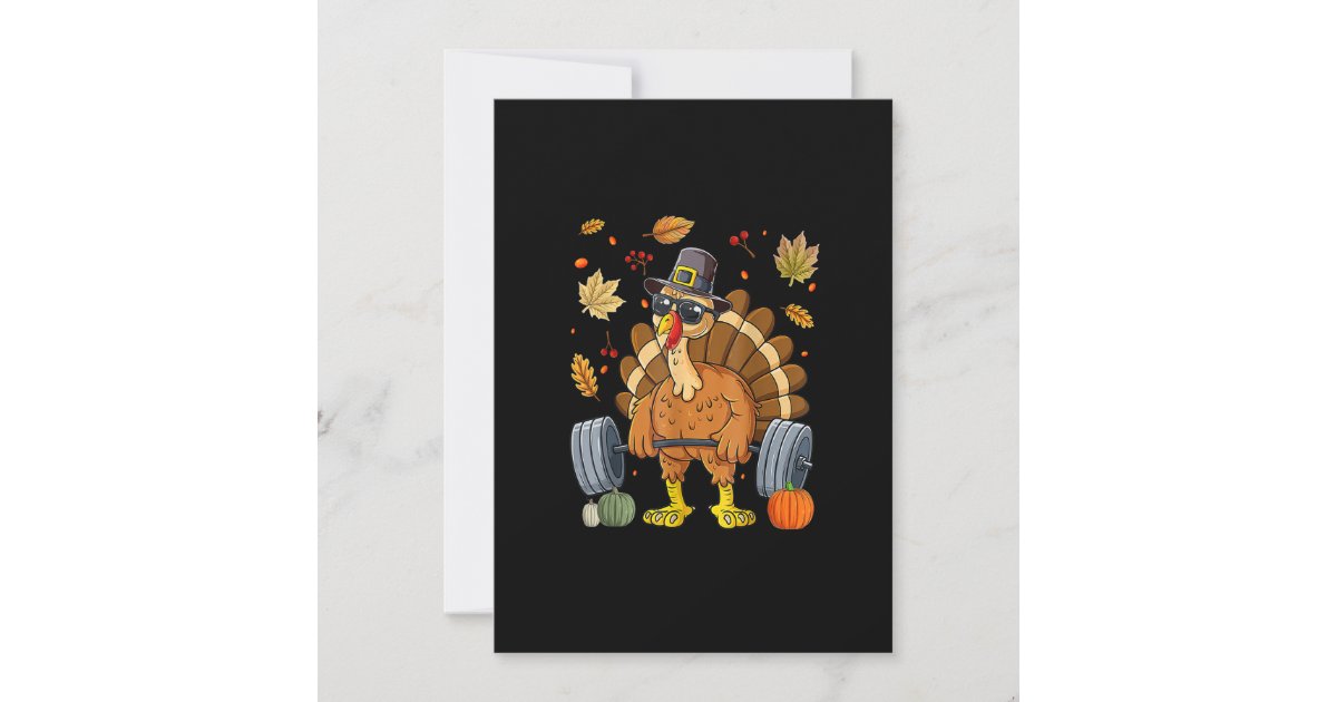 Turkey Deadlift Fitness Weightlifting Thanksgiving Invitation | Zazzle
