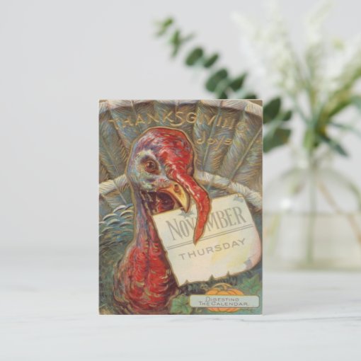 Turkey Eating November Calendar Postcard | Zazzle