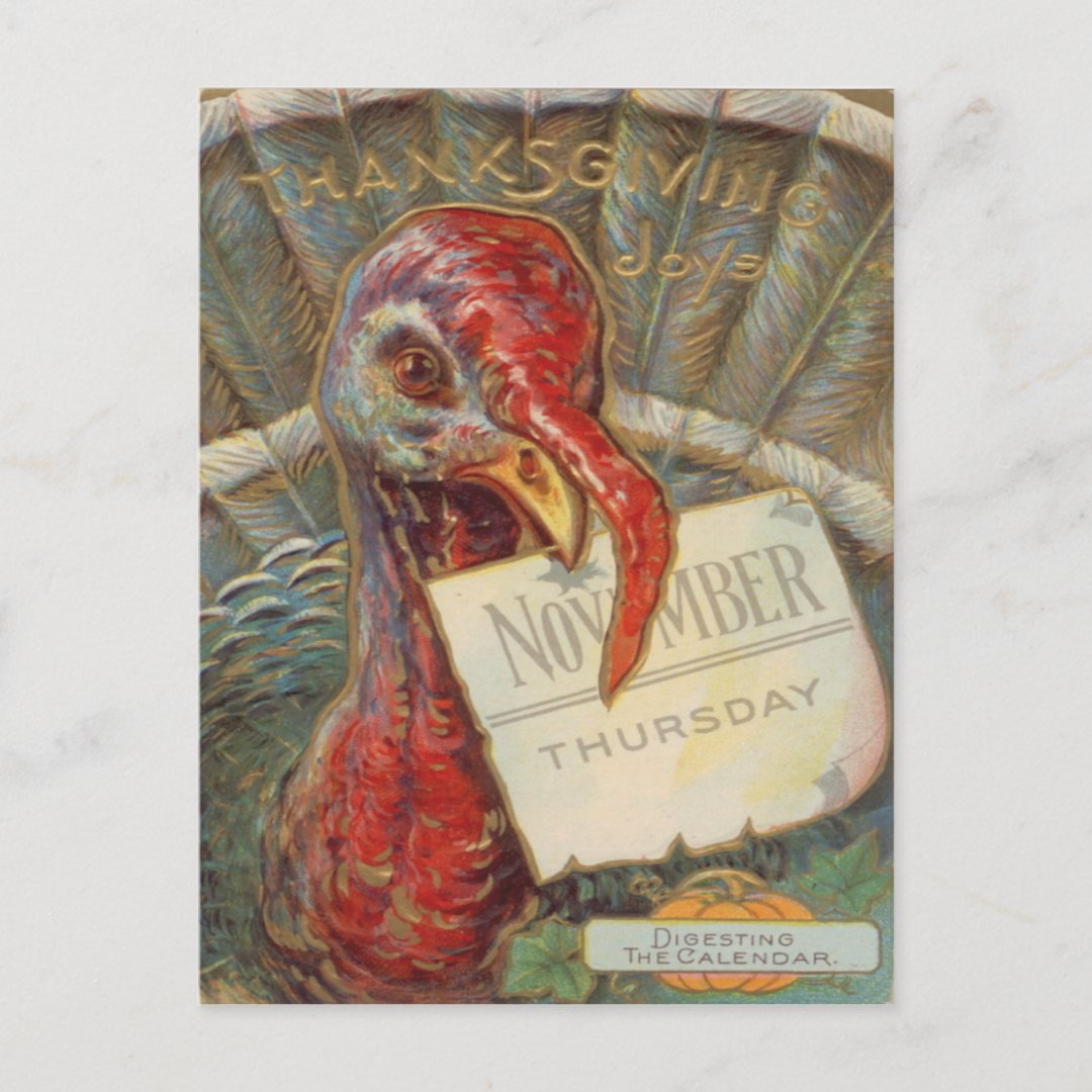 Turkey Eating November Calendar Postcard | Zazzle