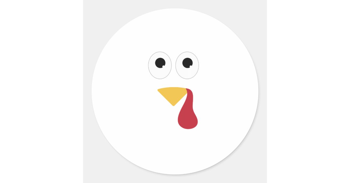 Turkey Face Classic Round Sticker | Zazzle