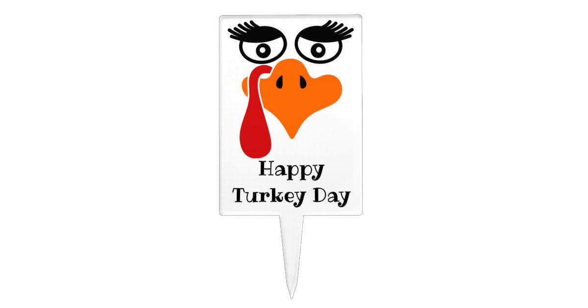 Turkey Face With Eyelashes Cake Topper | Zazzle