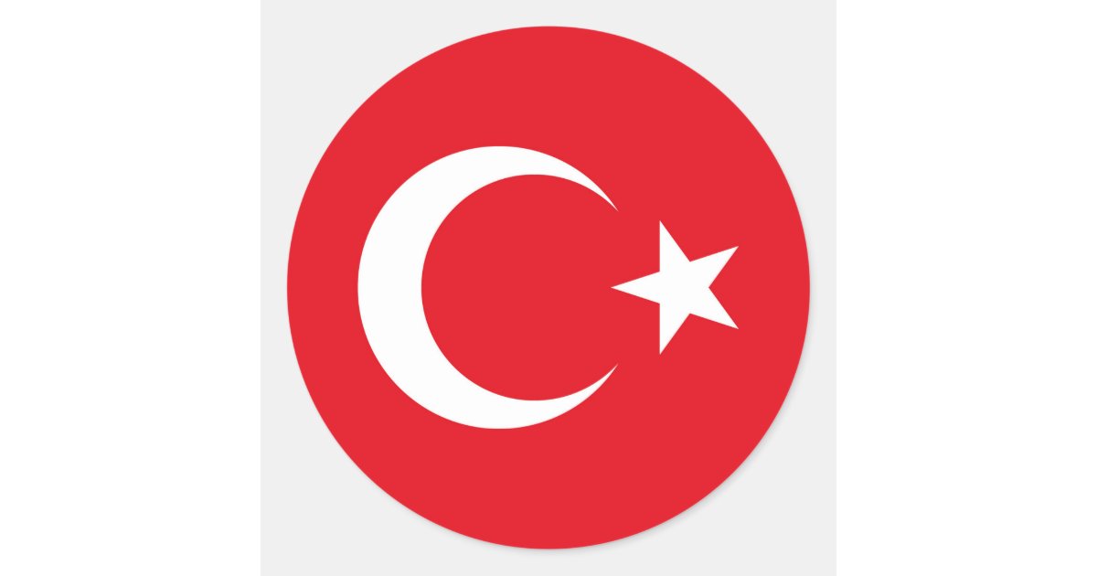 Turkey Flag Round Sticker | Zazzle