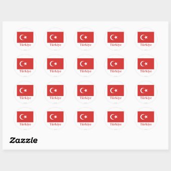 Turkey Flag with Name in Turkish Classic Round Sticker | Zazzle