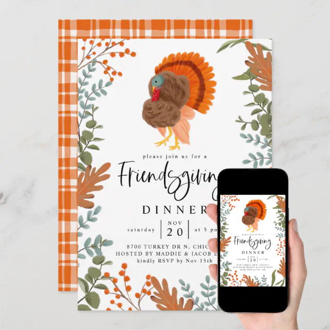 Turkey Friendsgiving Dinner Party Invitation | Zazzle