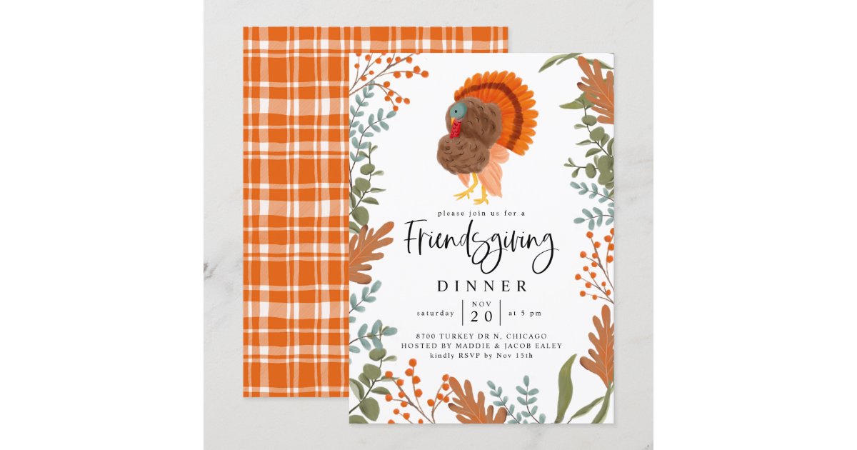 Turkey Friendsgiving Dinner Party Invitation | Zazzle