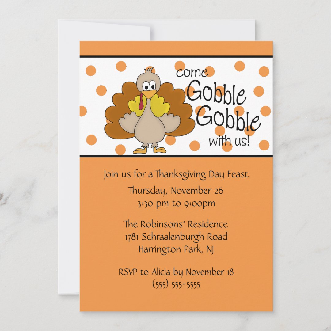 Turkey Gobble, Gobble Thanksgiving Dinner Party Invitation | Zazzle