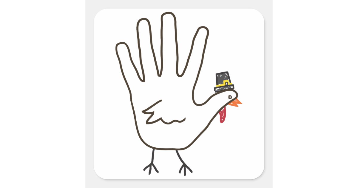 turkey hand square sticker | Zazzle