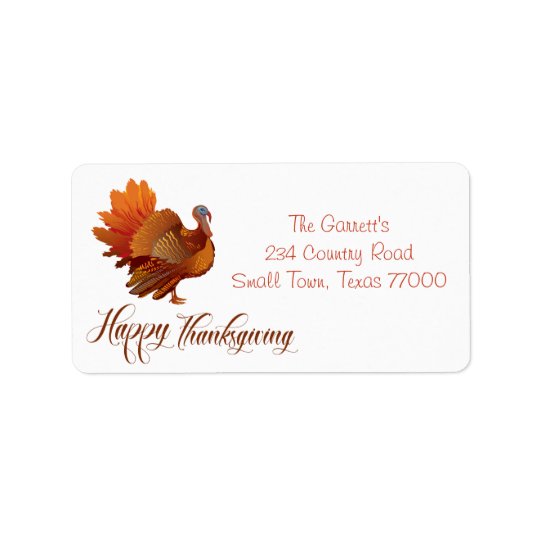 Turkey Happy Thanksgiving Personalized Address Label | Zazzle.com