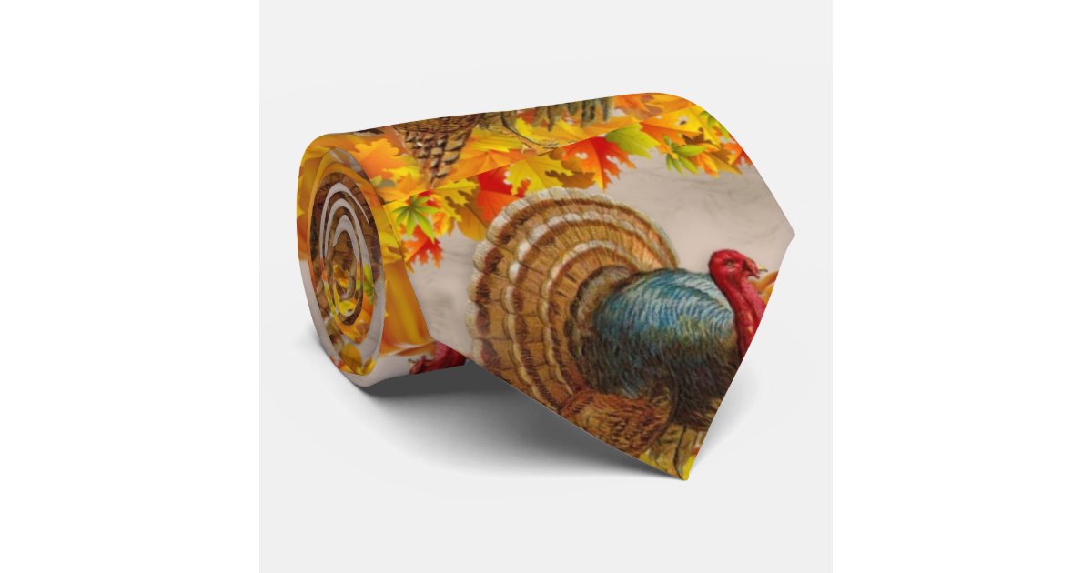 Turkey leaves pumping neck tie | Zazzle