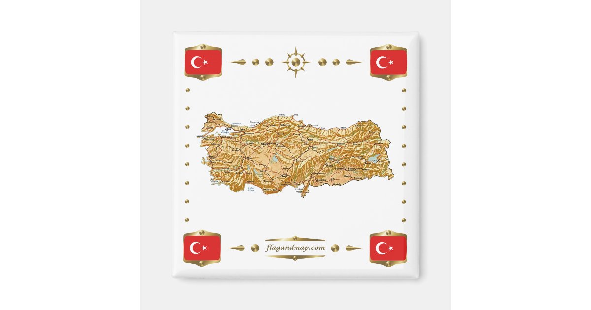 Turkey Map + Flags Magnet | Zazzle